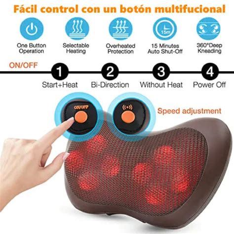 Cojín De Masaje Con Esferas Y Calor Shiatsu Para Auto Y Oficina