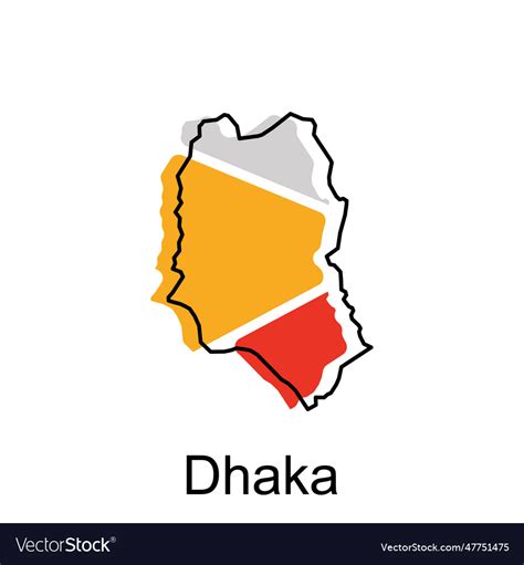 Map Of Dhaka Colorful Geometric Design High Vector Image