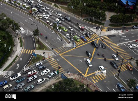 Rush Hour Traffic And Cars At A Busy Road Junction Kuala Lumpur
