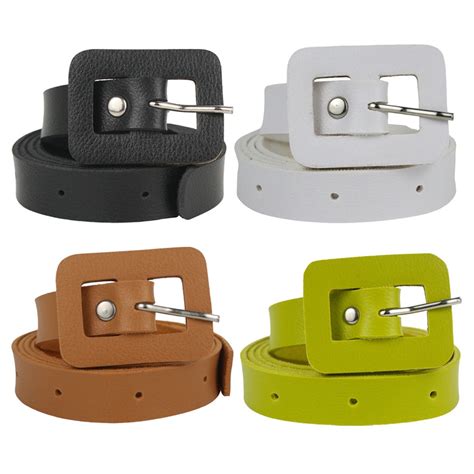 Kit 4 Cintos Feminino Fino De Fivela Quadrada Cores Básicas Para Usar