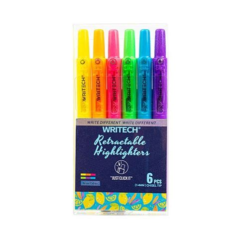 Retractable Refillable Highlighter Set Neon Assorted 6 Count County College Of Morris Bookstore