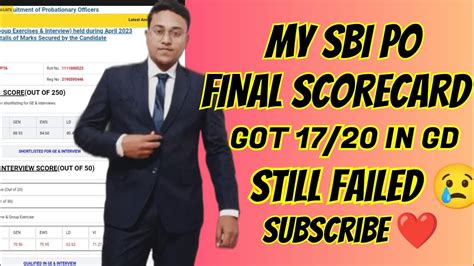 My Sbi Po Final Scorecard Got 1720 In Ge Still Failed 😢 By Ibps Po