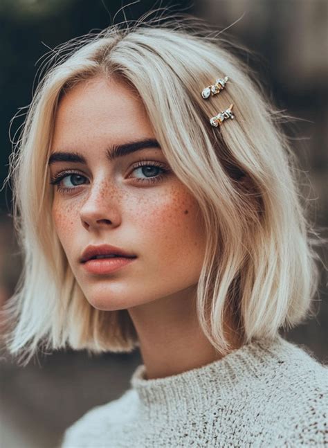 32 Effortless Hairstyles That Look Chic In Minutes Blunt Platinum Bob
