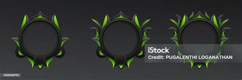 abstract green and black game avatar gui frames set for game ui design
