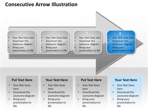 ppt consecutive illustration of 4 concepts an arrow powerpoint templates