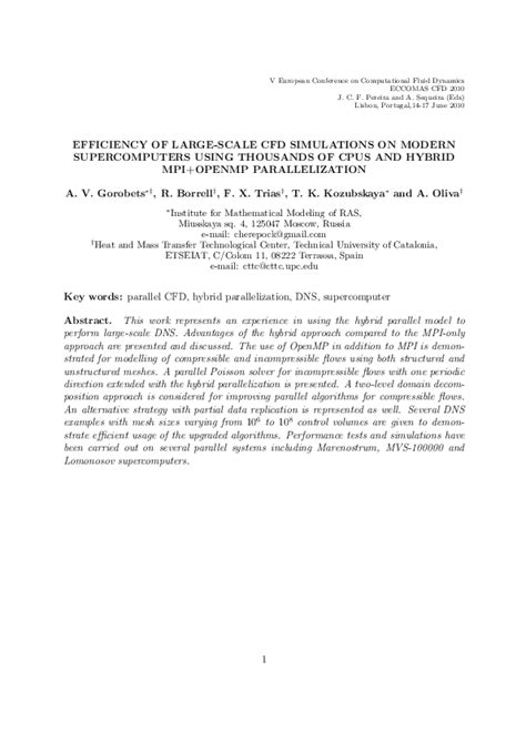 Pdf Efficiency Of Large Scale Cfd Simulations On Modern