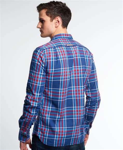 Mens Lumberjack Twill Shirt In Galaway Blue Check Superdry Uk