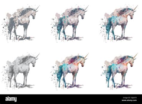 Watercolor Unicorn Vector Illustration Stock Vector Image And Art Alamy