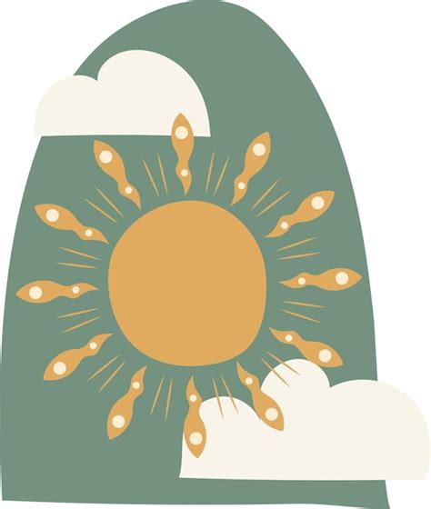 Premium Vector Sun Clouds Boho Geometric Aesthetic Shapes Illustration