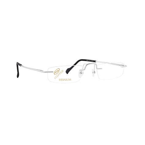 Stepper Titanium Silver Rectangle Metal Rimless Eyeglasses Made In Ge