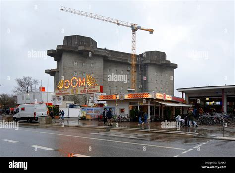 The Hamburger Dom Fairground With The Feldstrasse Bunker In The