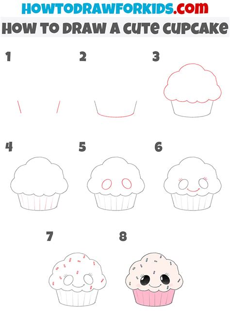 How To Draw A Cute Cupcake Easy Drawing Tutorial Step By Step Lights Crystal