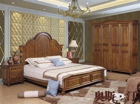 奥斯·汀家具 奥斯· 汀家具现代新美式卧室黄金胡桃木双人大床和床头柜和衣柜组合逛蠡口