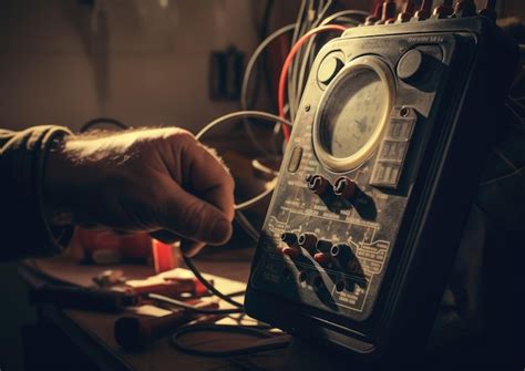 Premium Ai Image A Closeup Shot Of An Electrician Using A Multimeter To Test The Voltage Of An