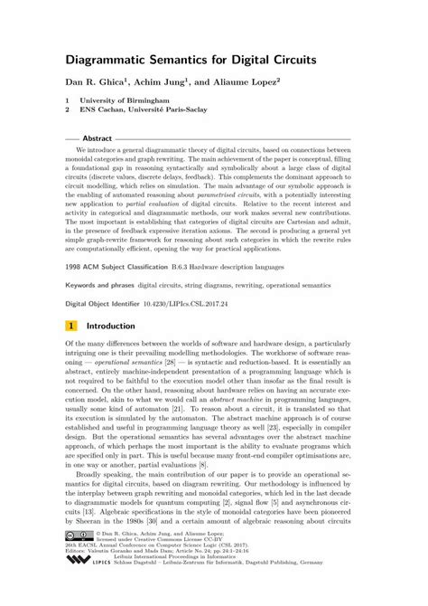 Pdf Diagrammatic Semantics For Digital Circuitsaxjpubpapersghicadiagrammatic Semantics