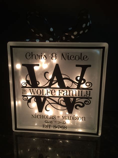 Glass Block For A Wedding Anniversary T Glass Block Crafts Glass Blocks Lighted Glass Blocks