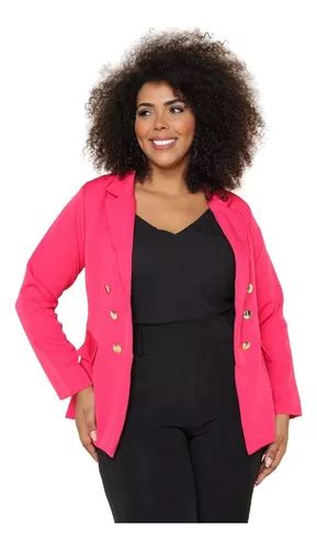 Blazer Feminino Em Alfaiataria Com Botões Plus Size Mercadolivre