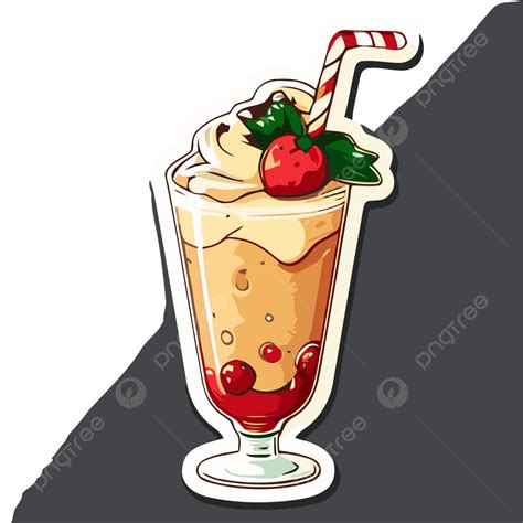 딸기 쉐이크 클립 아트 모양의 유리에 만화 빈티지 아이스크림 벡터 고립 된 만화 크리스마스 음료와 스티커 디자인 상표 Png 일러스트 및 벡터 에 대한 무료 다운로드