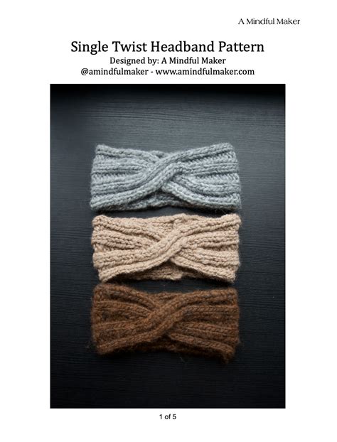 Single Twist Headband Pattern Pdf Pattern Only A Mindful Maker