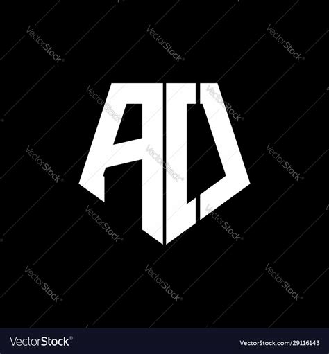 Ao Logo Monogram With Pentagon Shape Style Design Vector Image