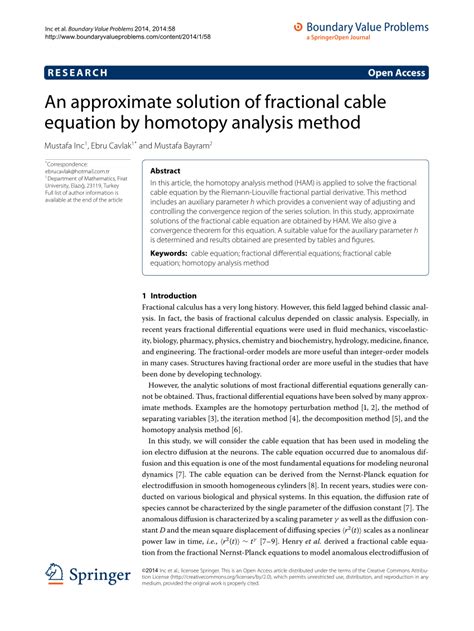 Pdf An Approximate Solution Of Fractional Cable Equation By Homotopy