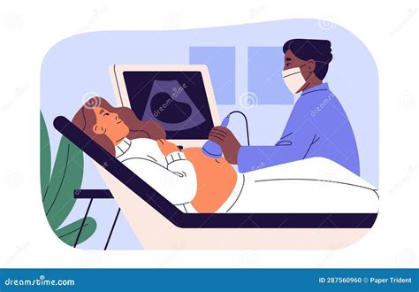 Ultrasonography Pregnant Woman Diagnostics Flat Isometric Vector