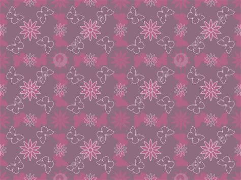Pattern With Flowers And Butterflies Illustration Violet Summer Vector Illustration Violet