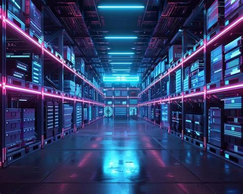 Blockchain In Supply Chain Digital Tracking Holographic Interface Futuristic Warehouse Premium