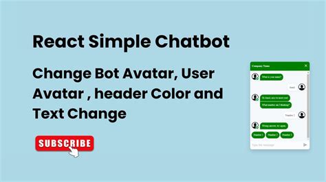 Build custom react simple chatbot | Change Bot Avatar , User Avatar, Header Color - YouTube