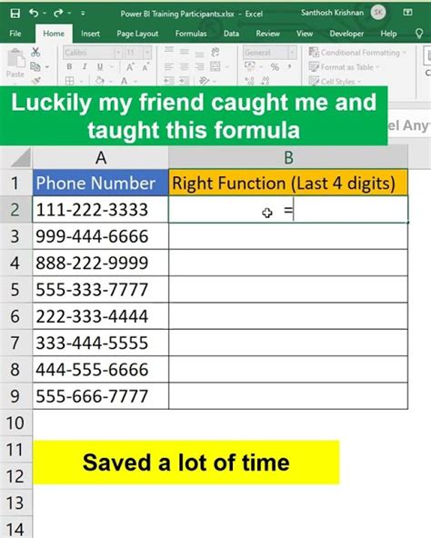Right Formula How To Extract Last Digits Or Character Krish Excel Anywhere Youtube