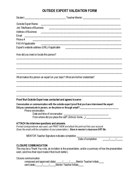 Fillable Online Outside Expert Validation Form Fax Email Print Pdffiller