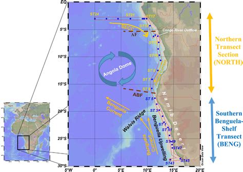 map showing the large‐scale circulation and oceanographic features that