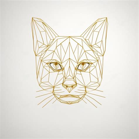 Premium Photo Cute Line Art Golden Cat Face Logo Vector Illustration Ai Generated Art
