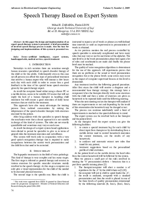 Pdf Speech Therapy Based On Expert System Mihai Zaharia