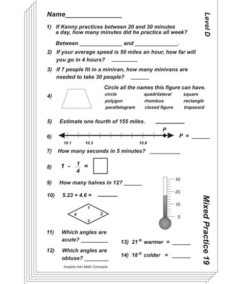 Mixed Practice D Blackline Or Pdf Conceptual Learning Materials