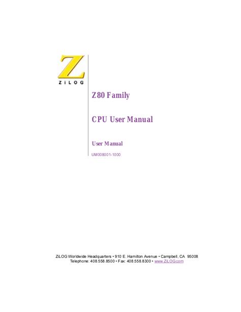 Zilog Z80 Cpu User Manual