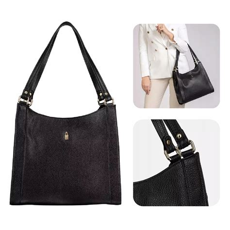 Czarna Klasyczna Torebka Skórzana Na Ramię Sofia Polskiej Marki