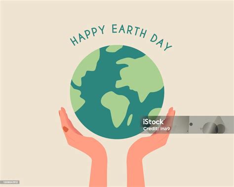 Vetores De Feliz Dia Da Terra Mãos Segurando O Globo Terra Conceito Do