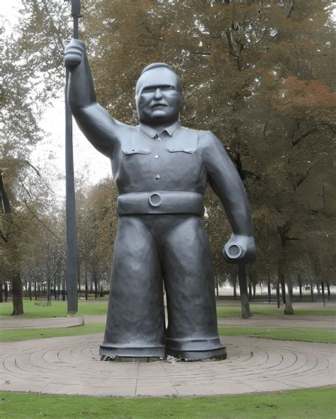 Huge Soviet Statue In Park Of Muscular Workers In Style · Creative Fabrica