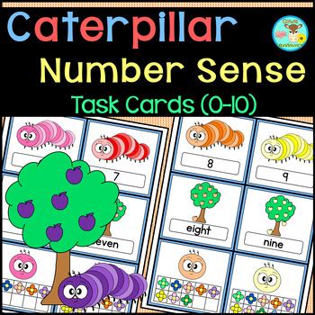 Bright Colored Caterpillar Number Sense Task Cards Activity