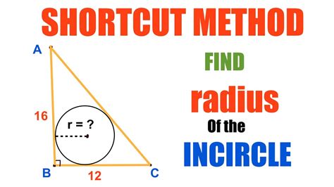 Find Radius Of Incircle Find Inradius By Shortcut Method Inscribed Circle In A Right Triangle
