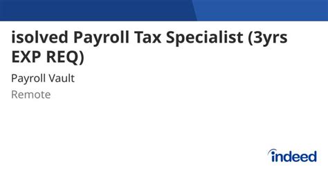 Jeanine Dargis Odonnell On Linkedin Isolved Payroll Tax Specialist 3yrs Exp Req Remote