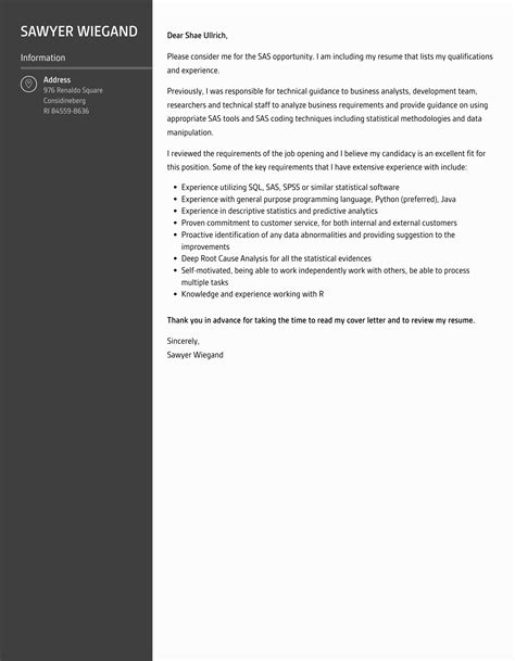 Sas Cover Letter Velvet Jobs
