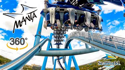 Vr 360 5k Manta Roller Coaster On Ride Back Row Pov Seaworld Orlando