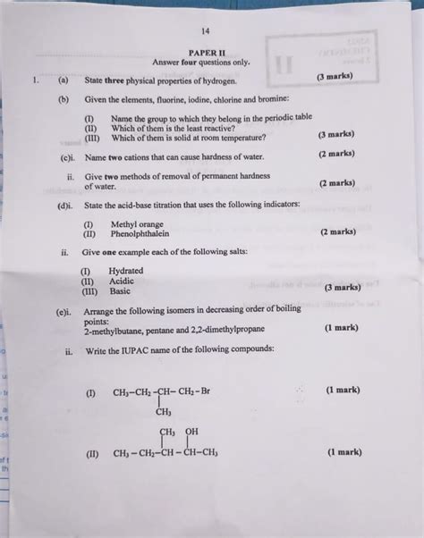 Neco 2024 Chemistry Questions And Answers Junejuly Exam