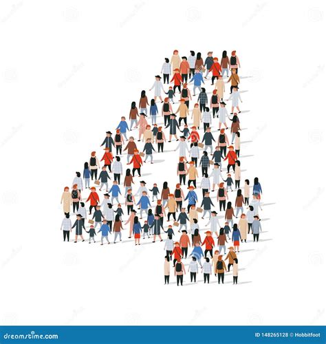 Grupo De Personas Grande En Gran N mero Forma 4 Cuatro Ilustración del