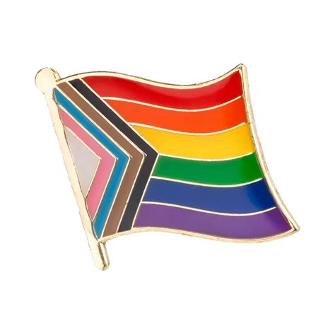 Progress Pride Waving Flag Pin Rainbow Republic NZ