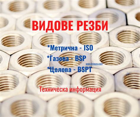ВИДОВЕ РЕЗБИ Метрична Iso Газова Bsp Цолова Bspt