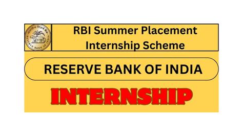 Rbi Summer Internship Scheme Placements For Fresher Students Get