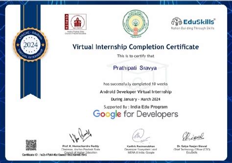 Sravya Prathipati On Linkedin Eduskills Androiddevelopment Virtualinternship Srkit Apssdc